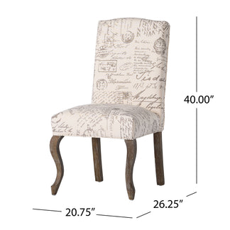 Crown Back French Script Beige Fabric Dining Chairs (Set of 2) – GDFStudio