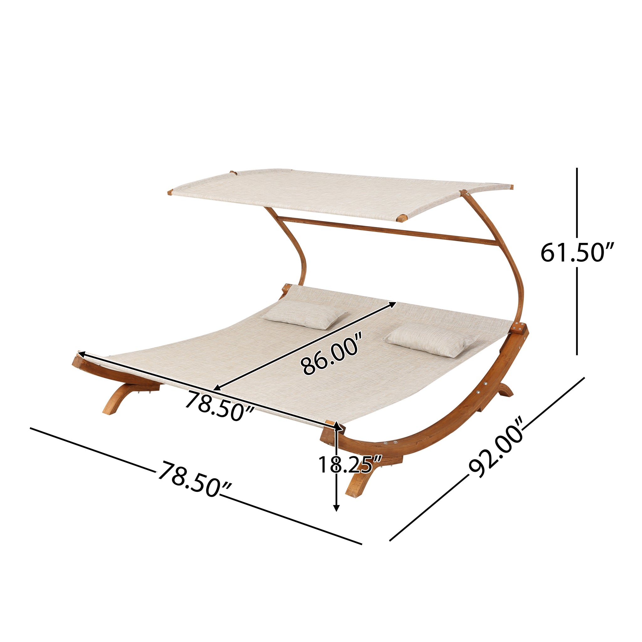 Bayard Outdoor Off-White Sunbed with Adjustable Canopy – GDFStudio