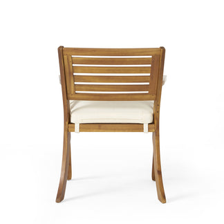 Helen Outdoor Teak Finish Acacia Wood Arm Chair (Set of 2) – GDFStudio