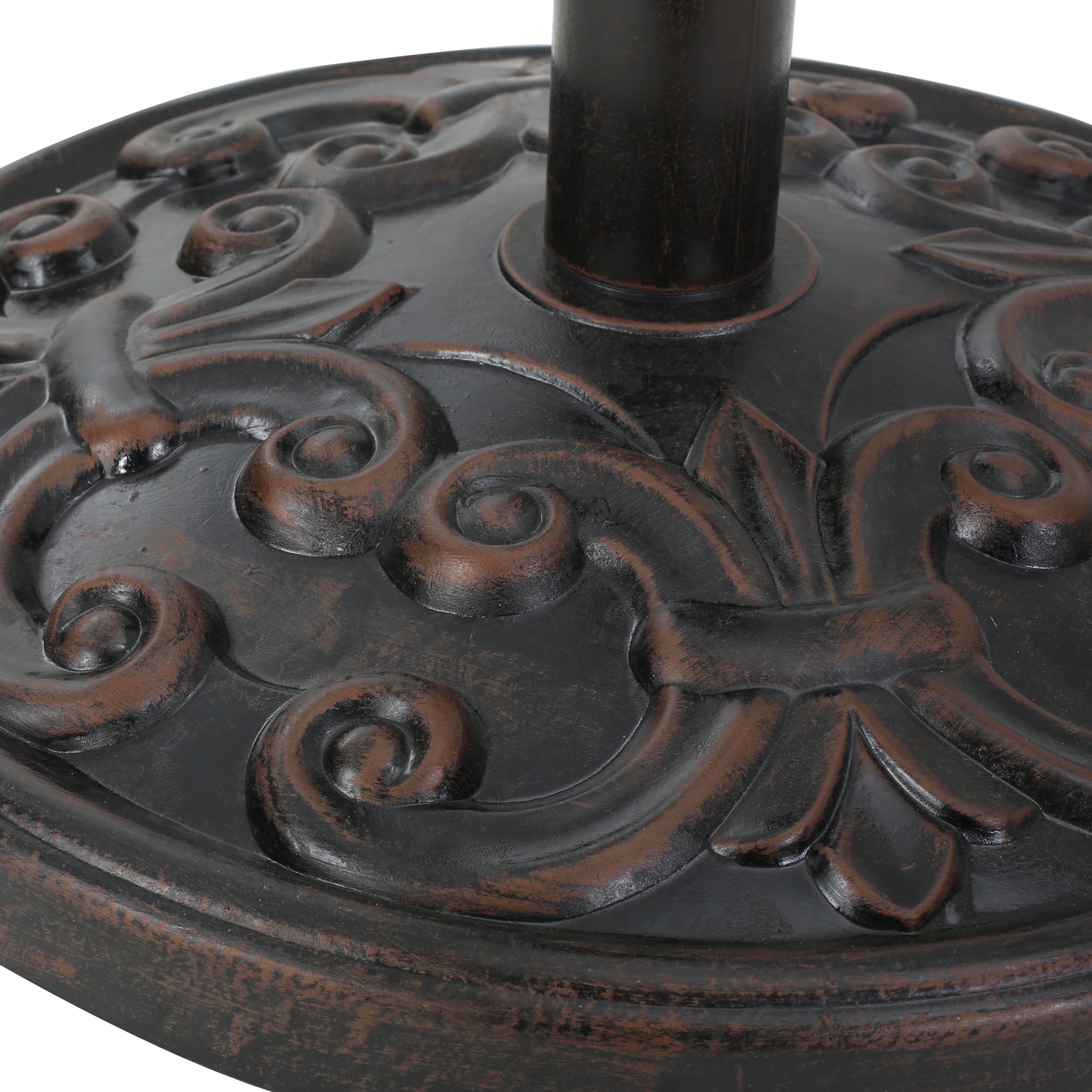 Gretta Outdoor Bronze Resin and Black Steel Unbrella Base – GDFStudio