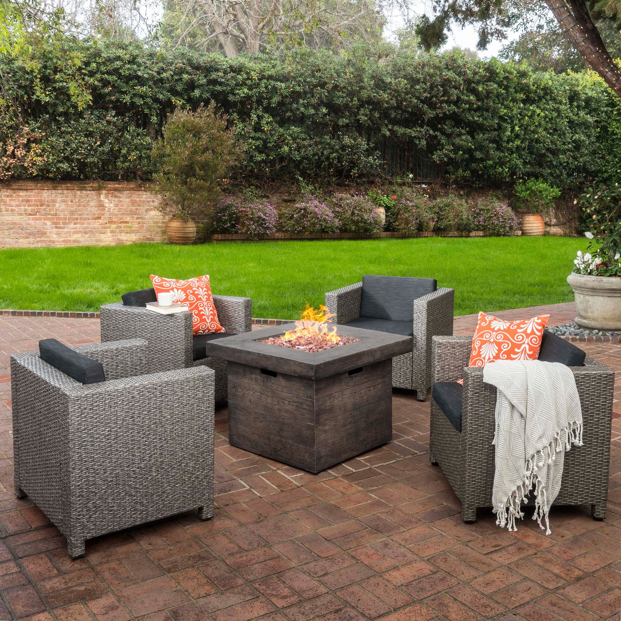 Venice 4-Seater Outdoor Fire Pit Chat Set – GDFStudio