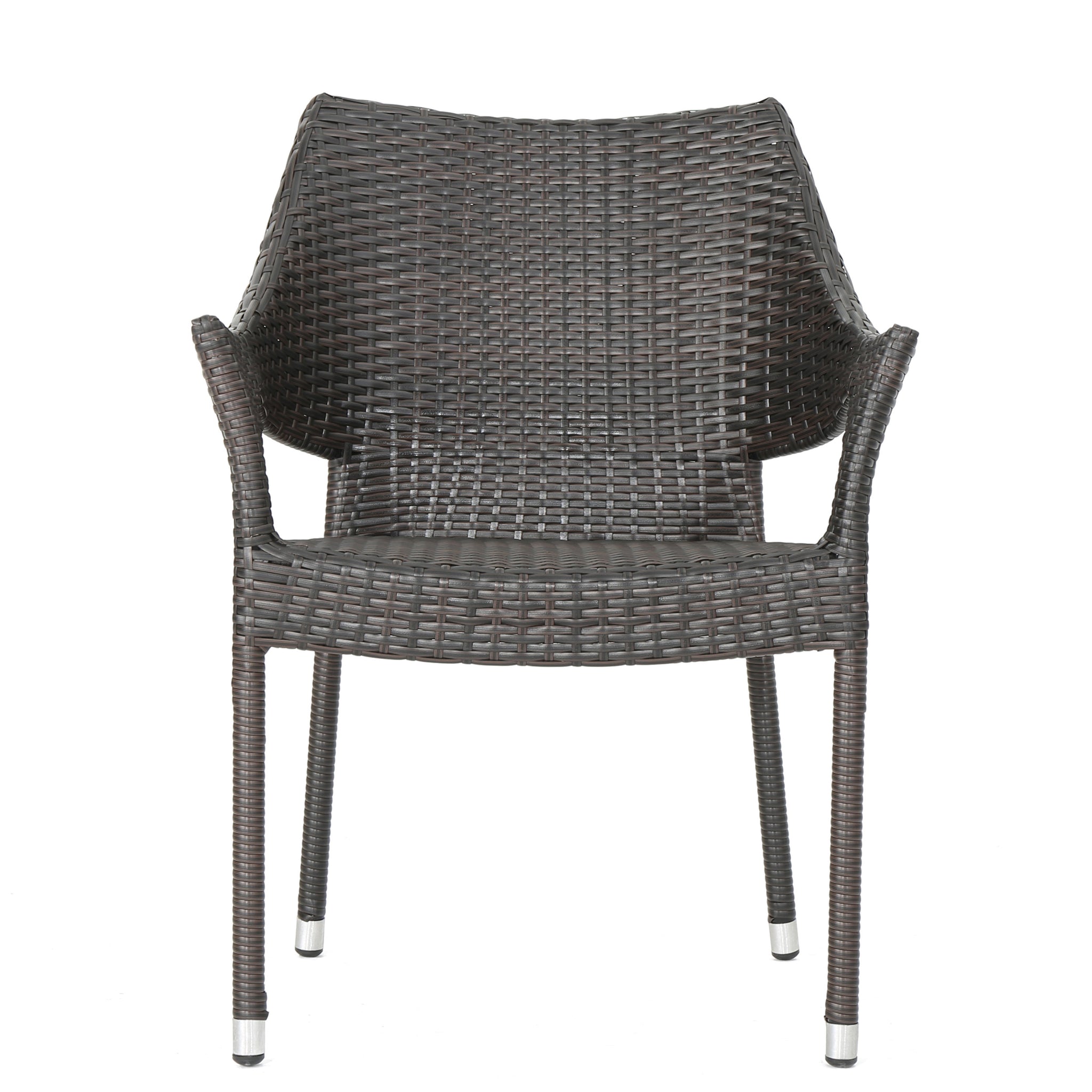 Miranda Outdoor Mix Mocha Wicker Stacking Dining Chairs (Set of 4 ...