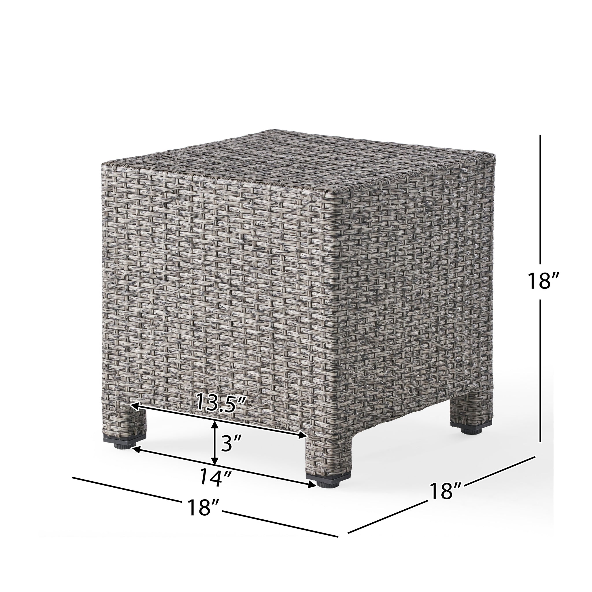 Venice Outdoor Gray Wicker Side Table – GDFStudio