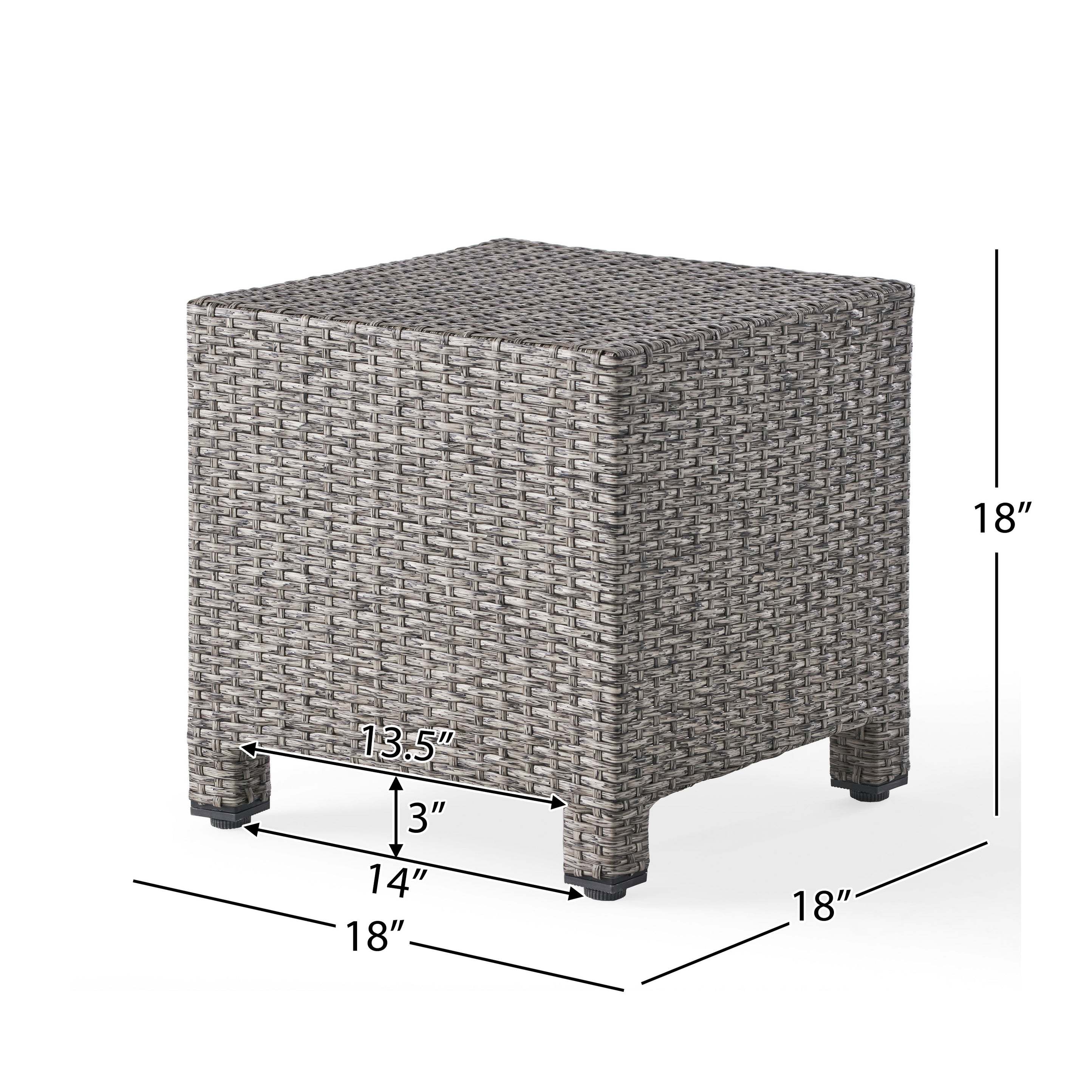 Venice Outdoor Gray Wicker Side Table – GDFStudio