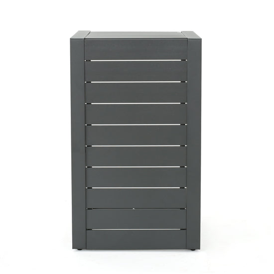 Crested Bay Outdoor Gray Aluminum C-Shaped Side Table – GDFStudio