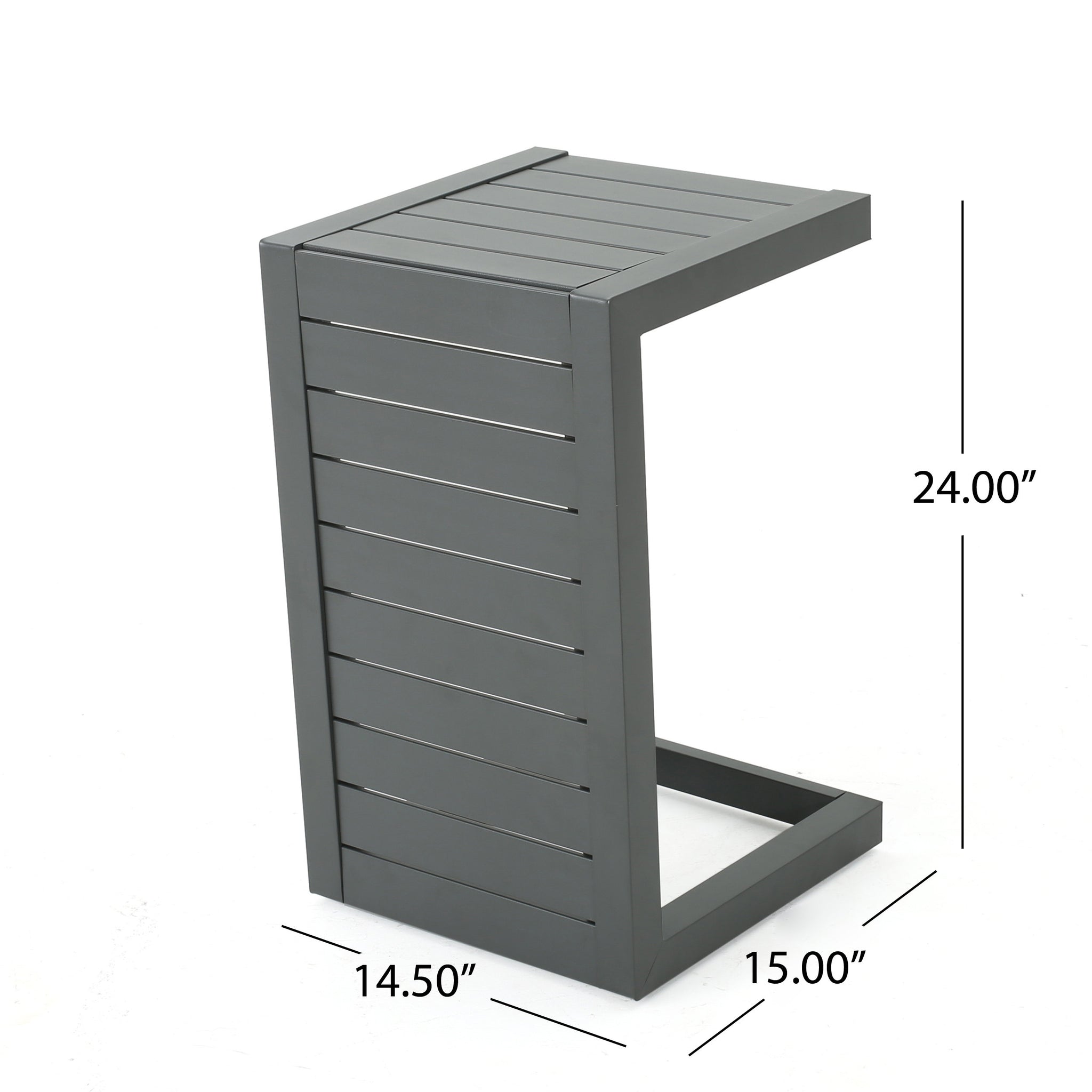 Crested Bay Outdoor Gray Aluminum C-Shaped Side Table – GDFStudio