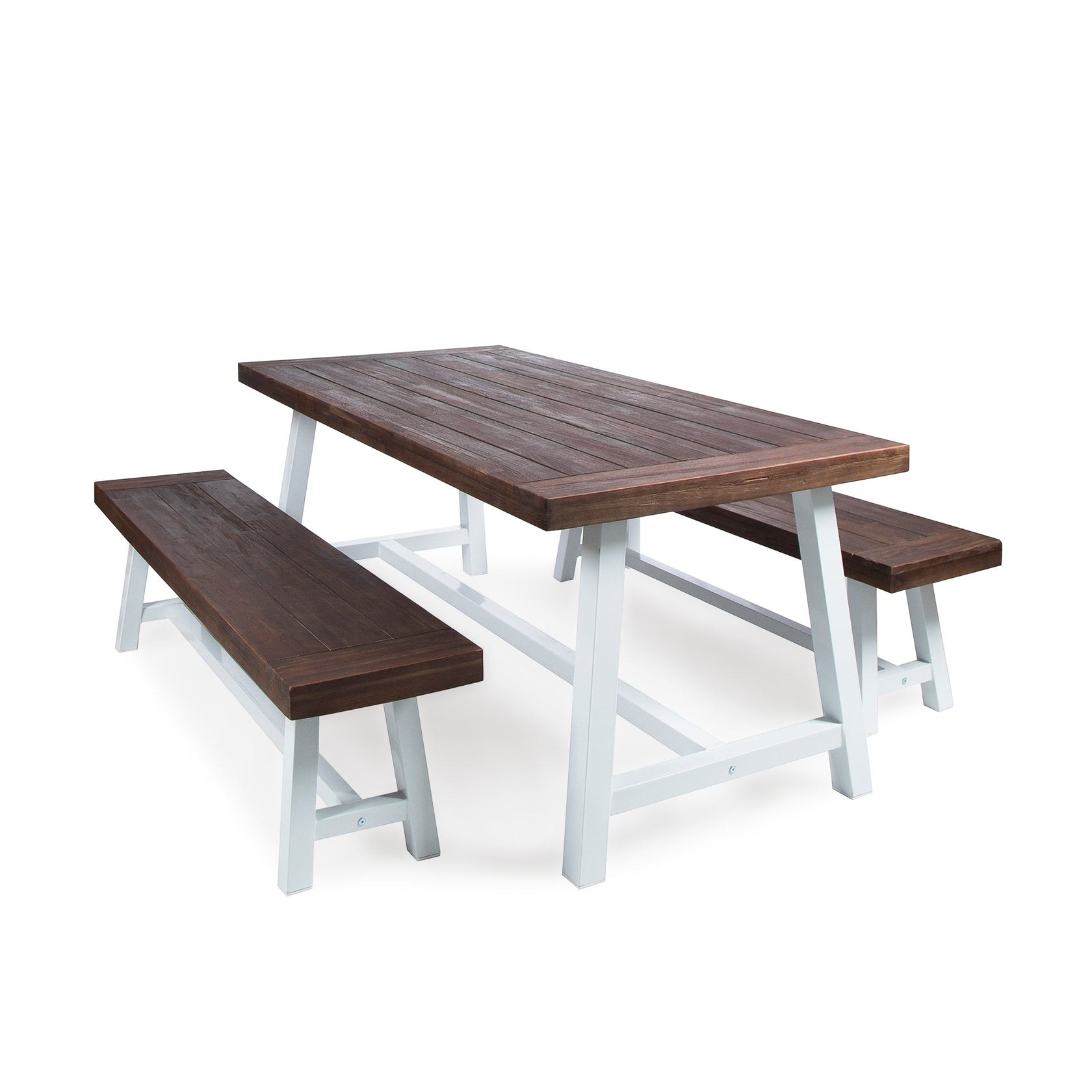 Bowman Outdoor Modern Industrial 3 Piece Acacia Wood Picnic Dining Set ...