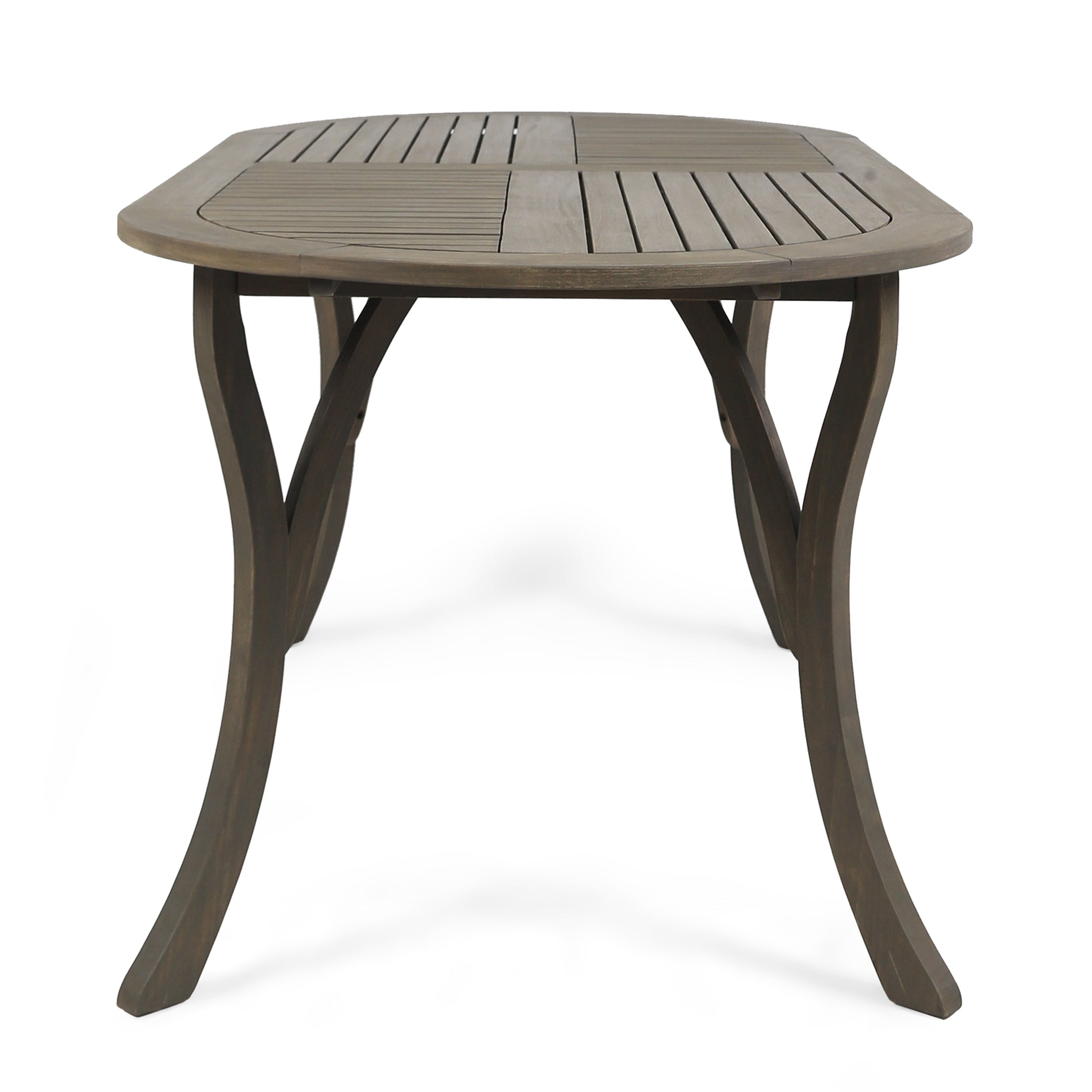 Harris Outdoor 7 Piece Wood and Wicker Dining Set, Gray Finish and Gra ...