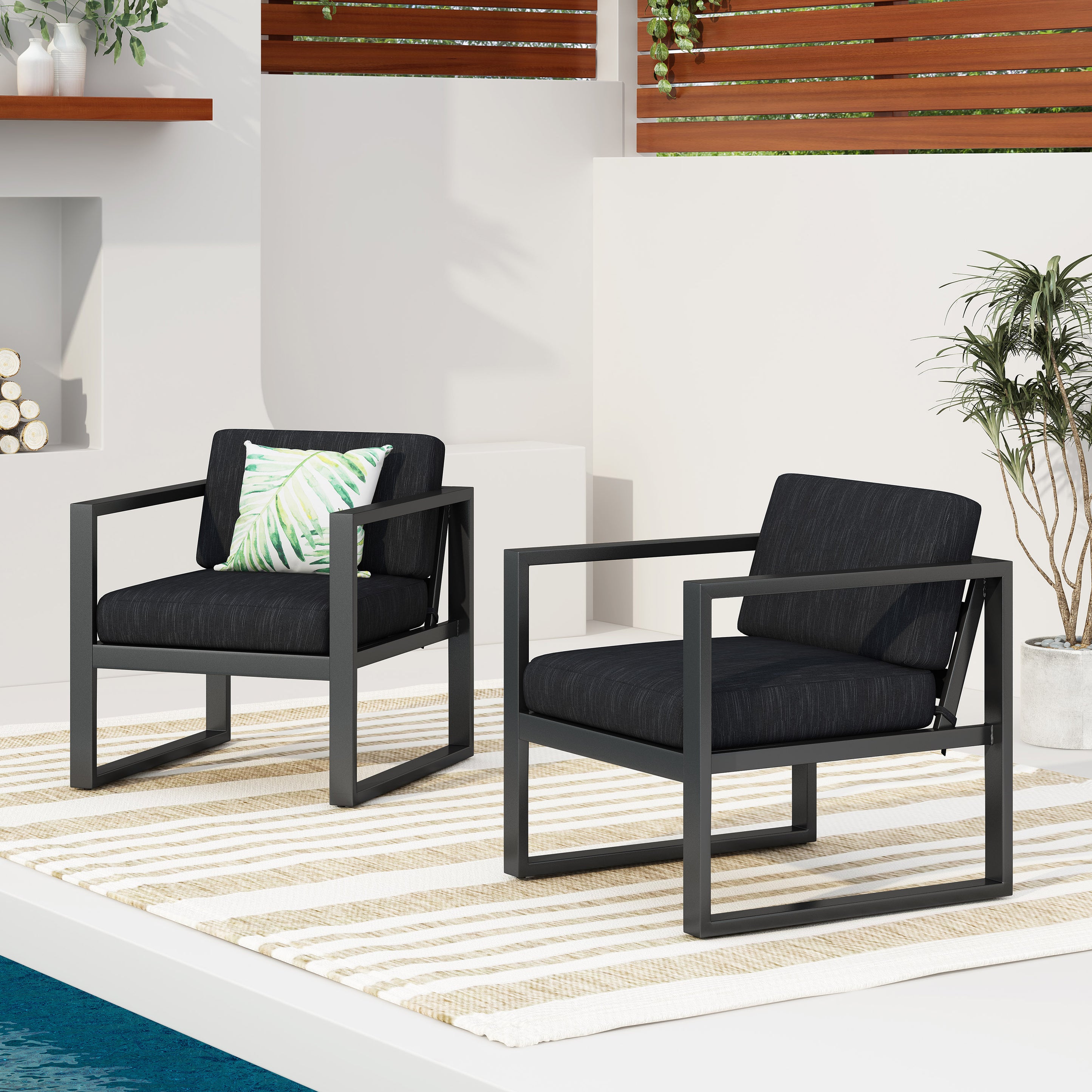 Wally Outdoor Aluminum Club Chairs – GDFStudio