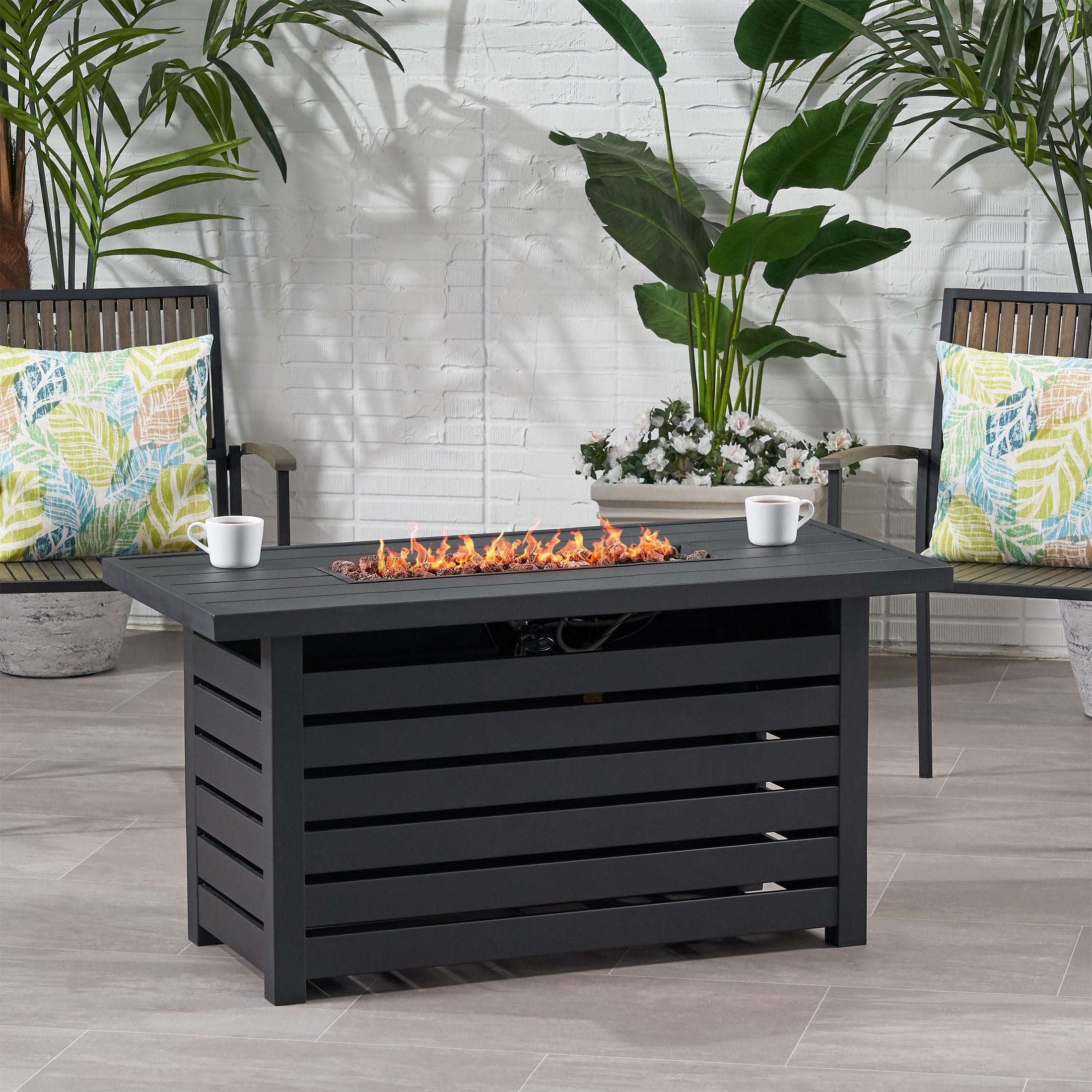 Moira Rectangular Iron Fire Pit – GDFStudio