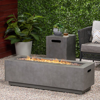 Jefferson Outdoor Rectangular Fire Pit with Tank Holder – GDFStudio
