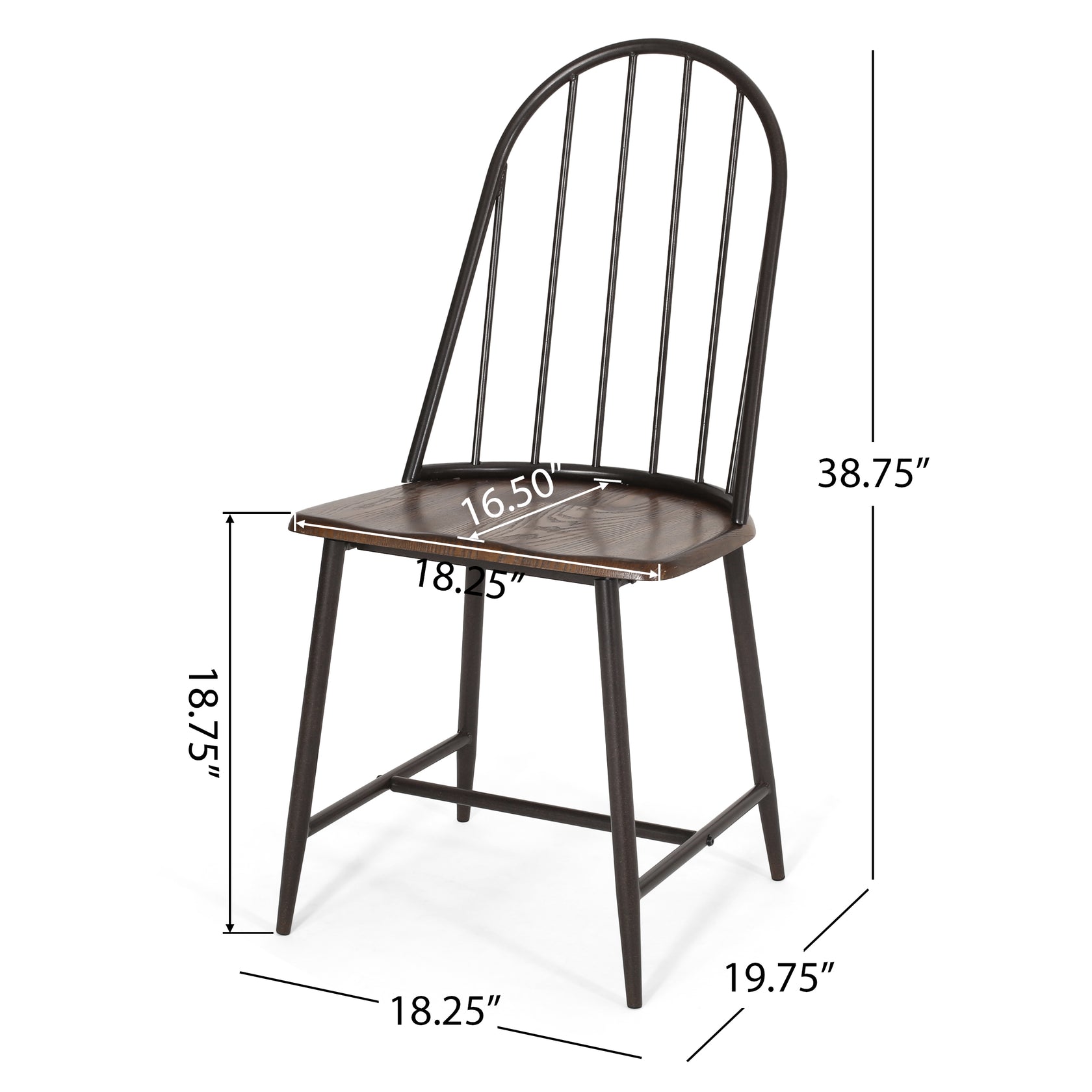 Conwell Farmhouse Spindle Back Dining Chairs, Set of 2, Dark Brown and ...