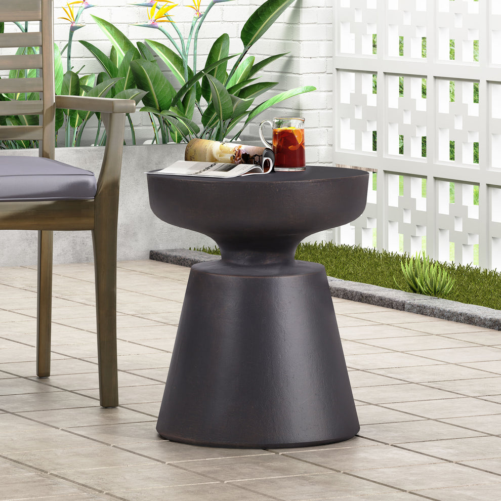 Snumshire Outdoor Lightweight Concrete Side Table, Antique Copper ...