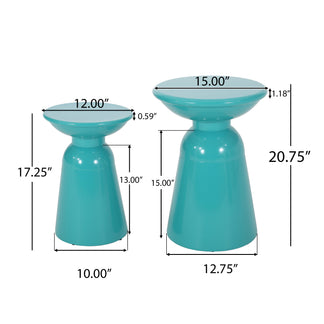 Soto Outdoor Metal Side Tables, Set of 2 – GDFStudio