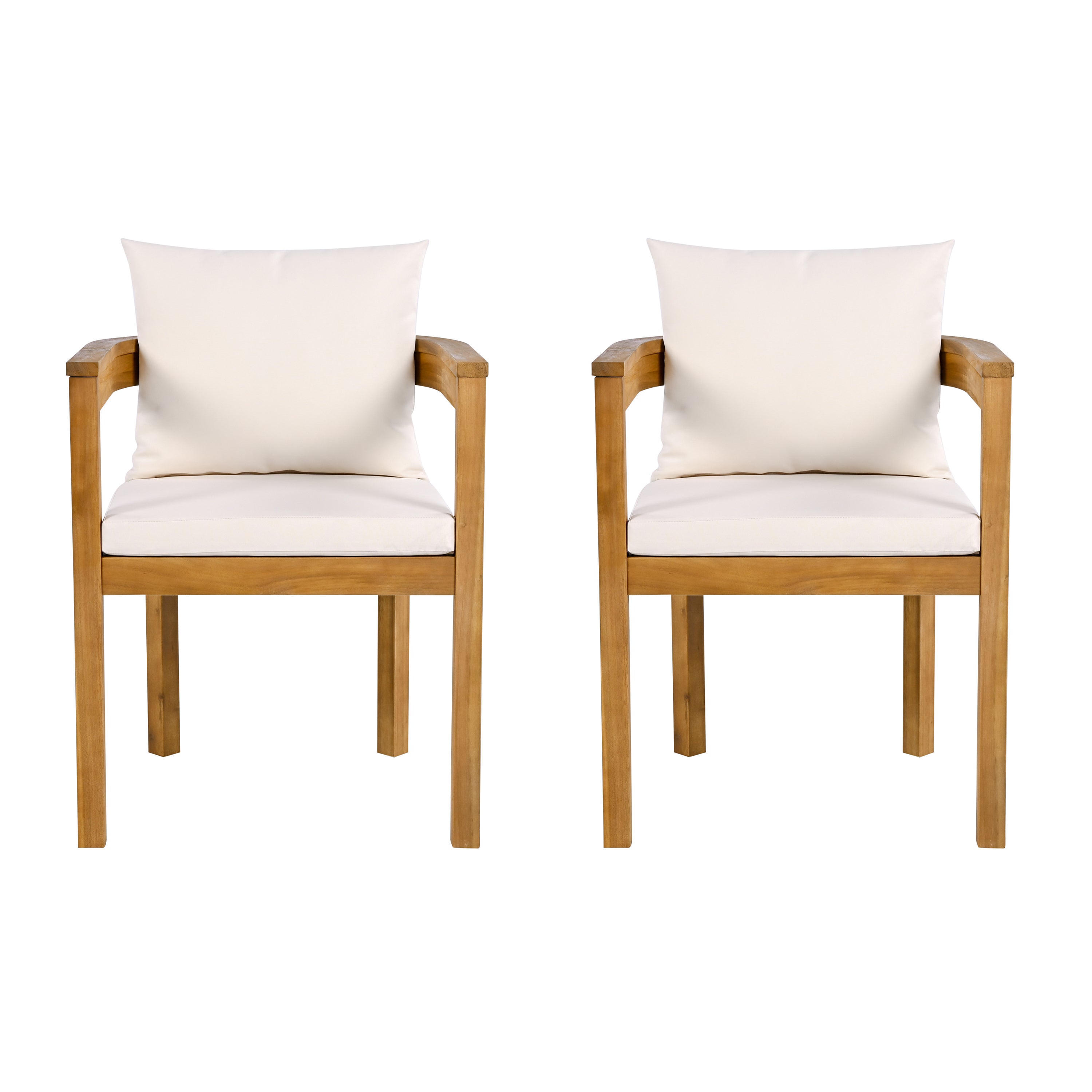 Abaca Outdoor Acacia Wood Dining Chair with Cushion, Set of 2 – GDFStudio