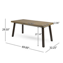 Mika Outdoor Finished Acacia Wood Dining Table with Metal Legs – GDFStudio