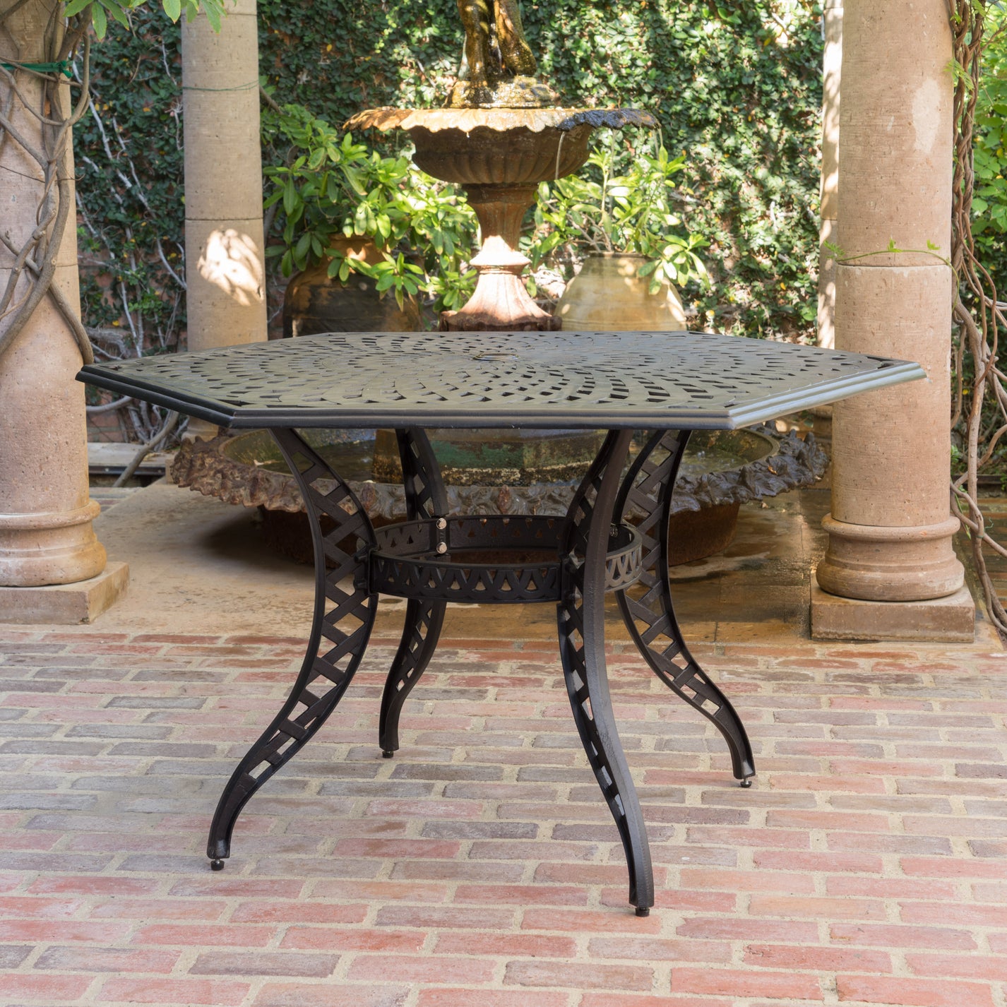 Hammond Outdoor Black Sand Cast Aluminum Hexagon Table – GDFStudio