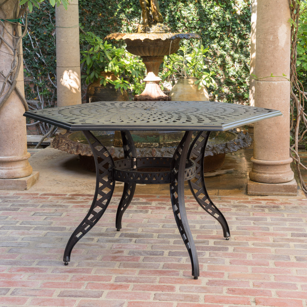 Hammond Outdoor Black Sand Cast Aluminum Hexagon Table – GDFStudio