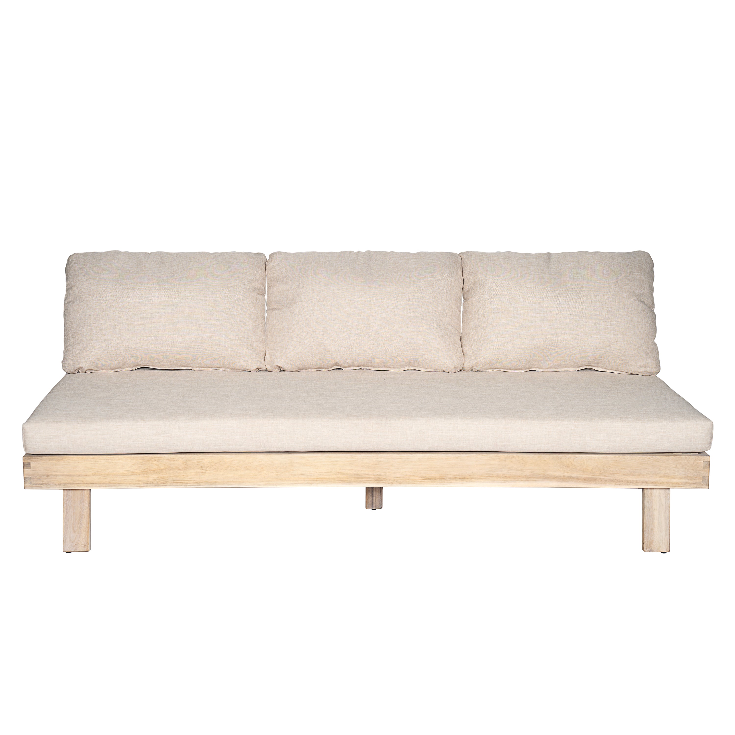 Topia Acacia wood 3 Seater Sofa, Light White+Sand – GDFStudio