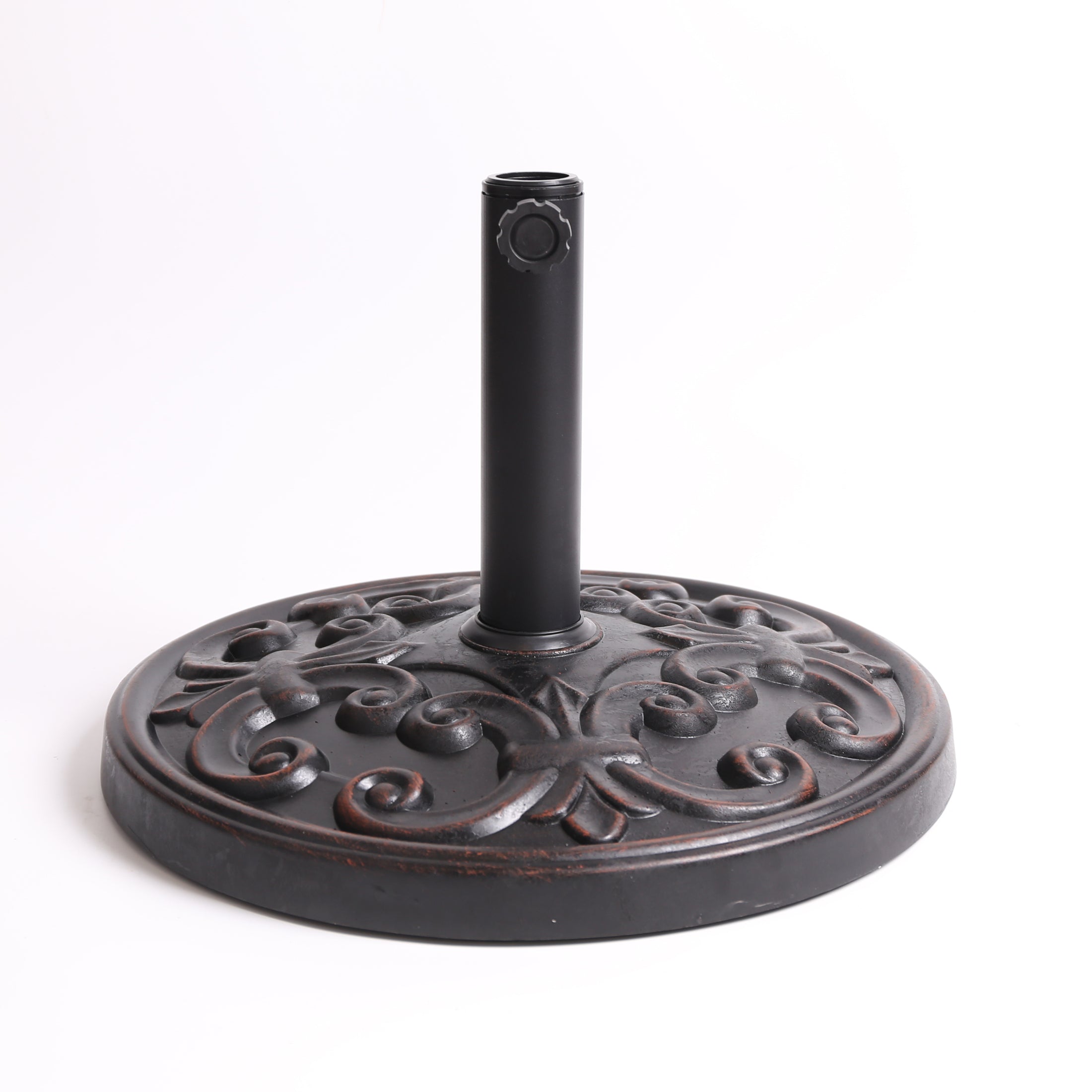 Gretta Outdoor Bronze Resin and Black Steel Unbrella Base – GDFStudio