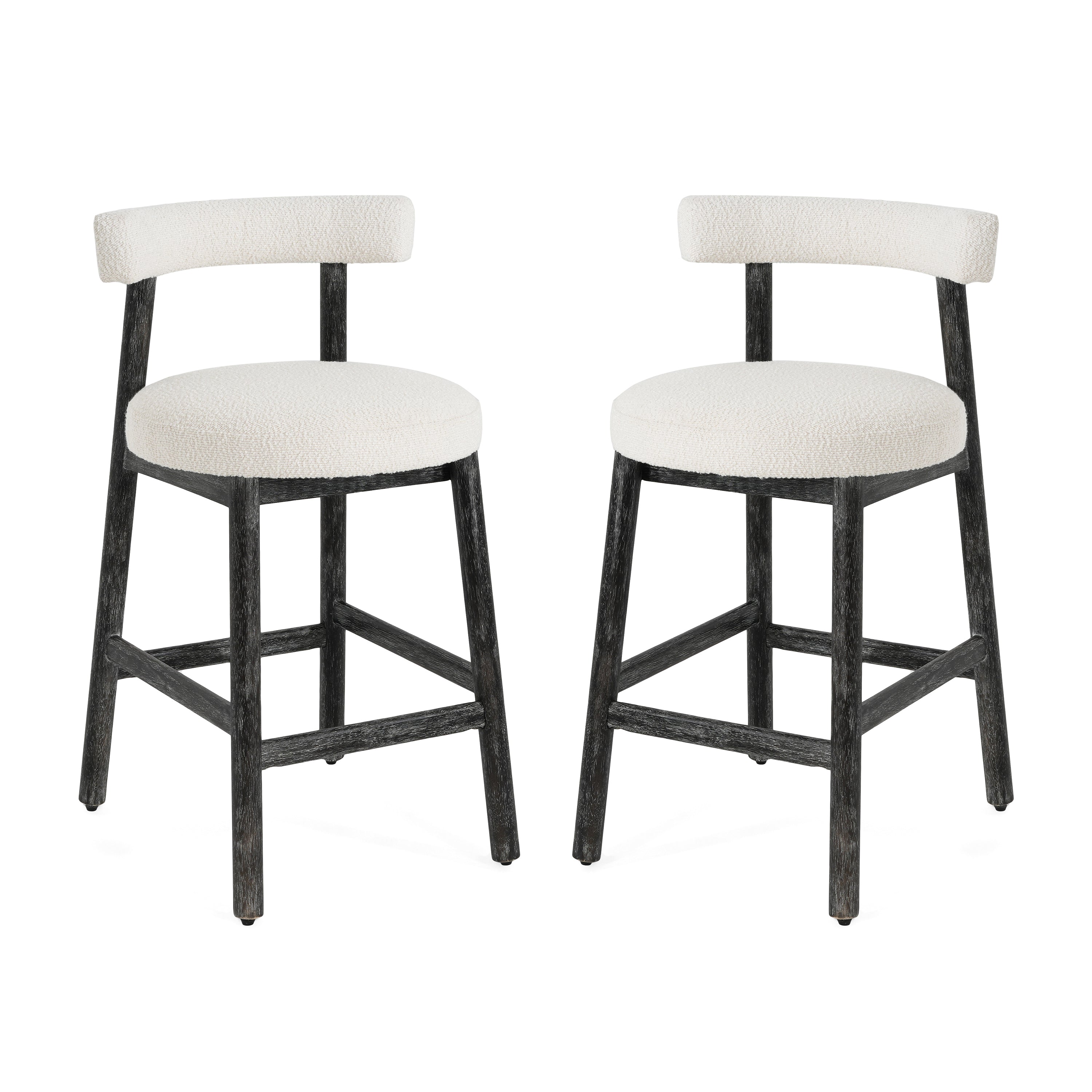 Quiner Modern Rubber Wood & Fabric Bar Stool,Set of 2 – GDFStudio