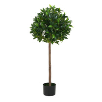 Aeron 49" Artificial Topiary Bay Tree Ball with Black Plastic Pot - 2p ...