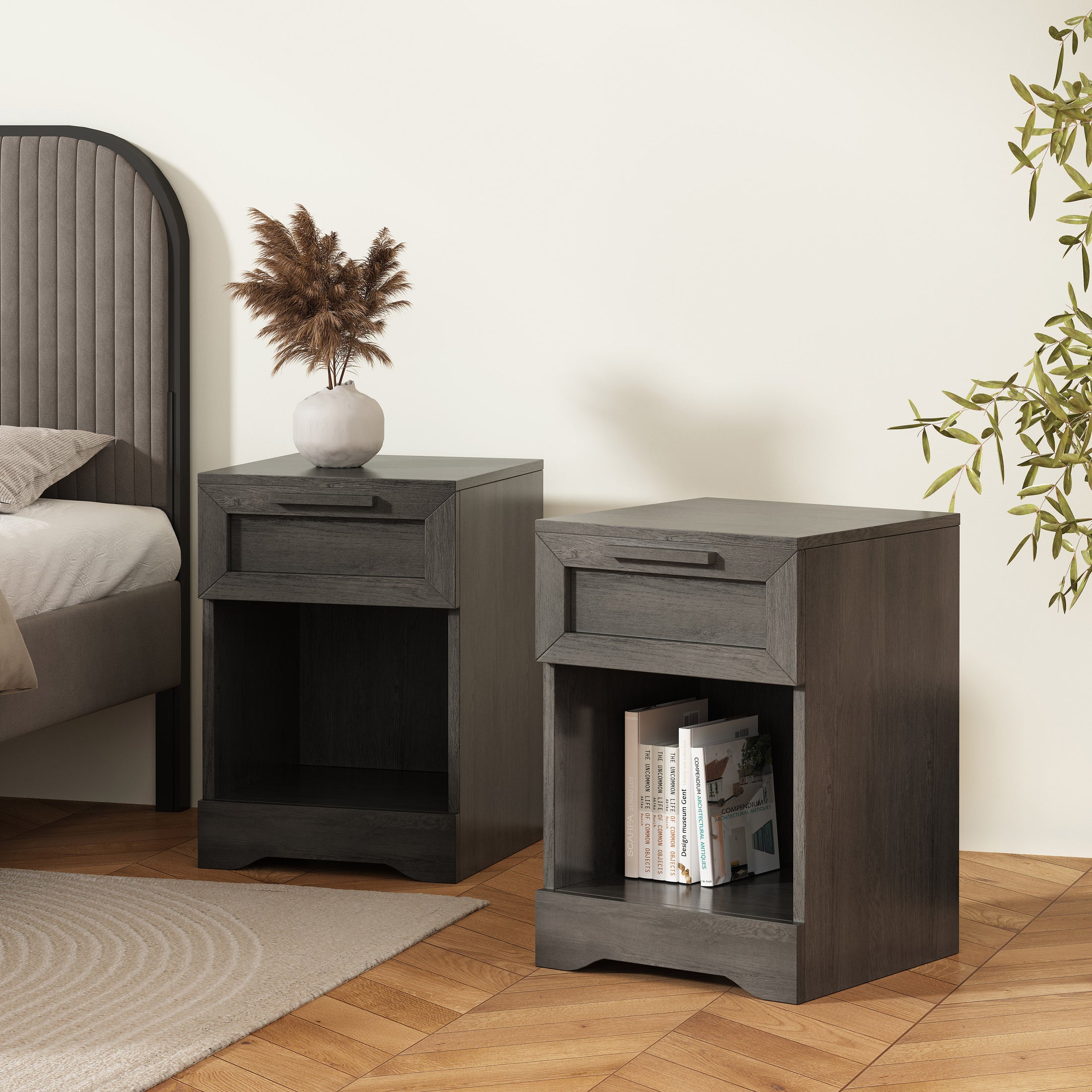 Broxon Rustic 1 Drawer Nightstands, Set of 2 – GDFStudio