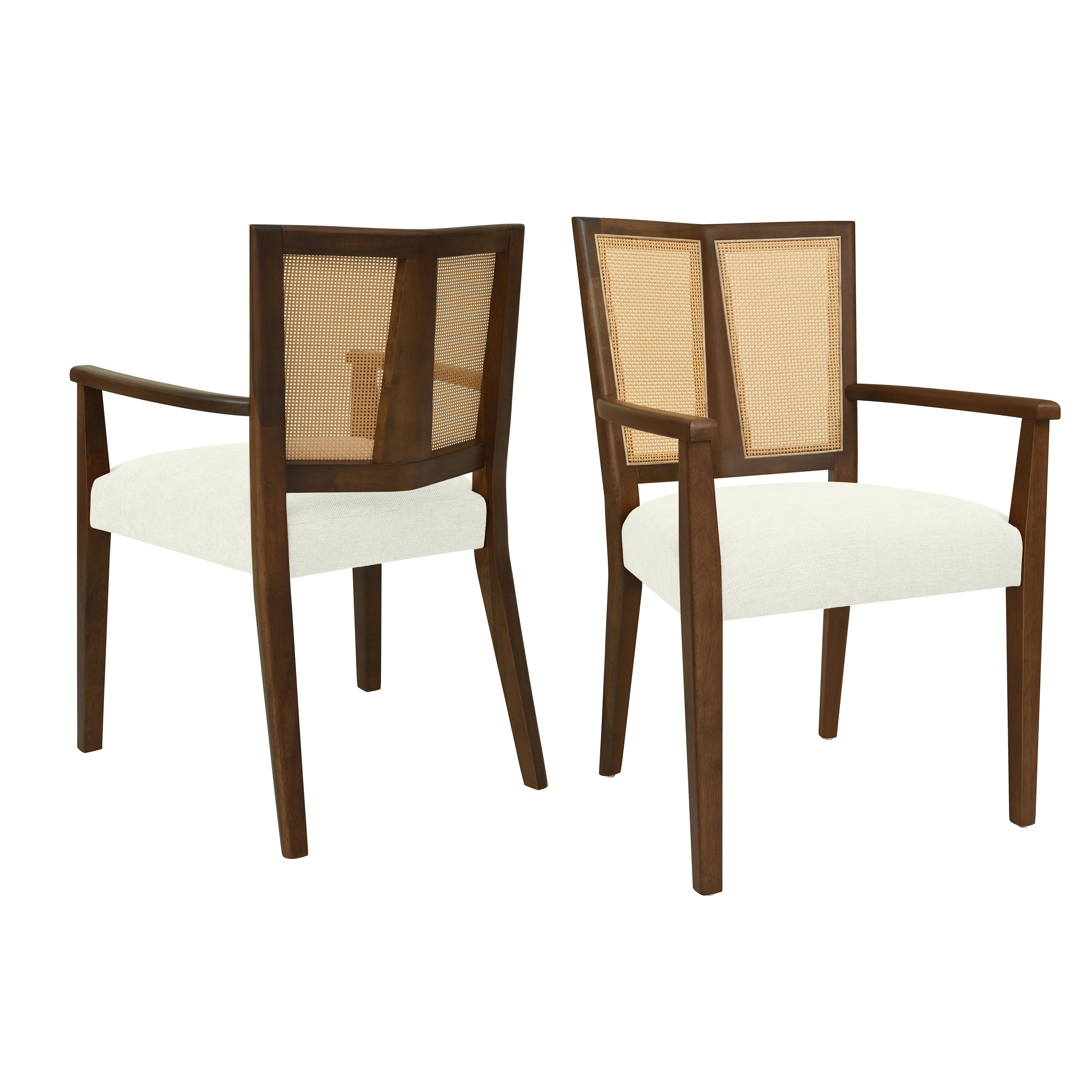 Serenal Modern Upholstered Dining Chairs with Cane Webbing,Set of 2 ...