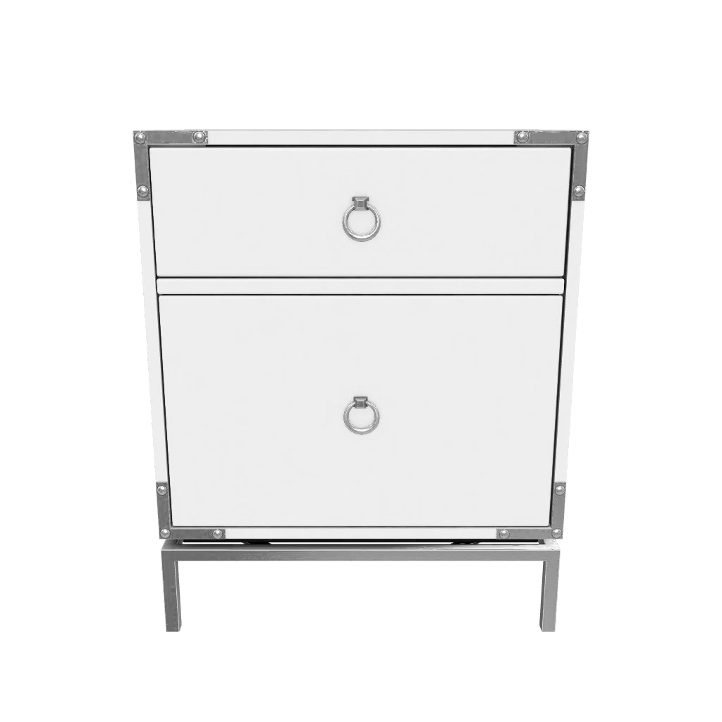 Danea White Glass 2 Drawer Bedside Table – GDFStudio