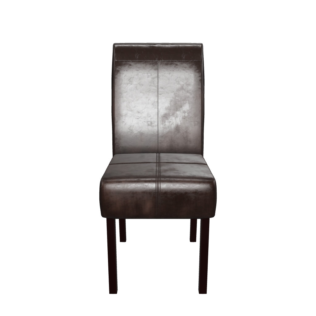 Percival T-stitched Chocolate Brown Leather Dining Chairs – GDFStudio