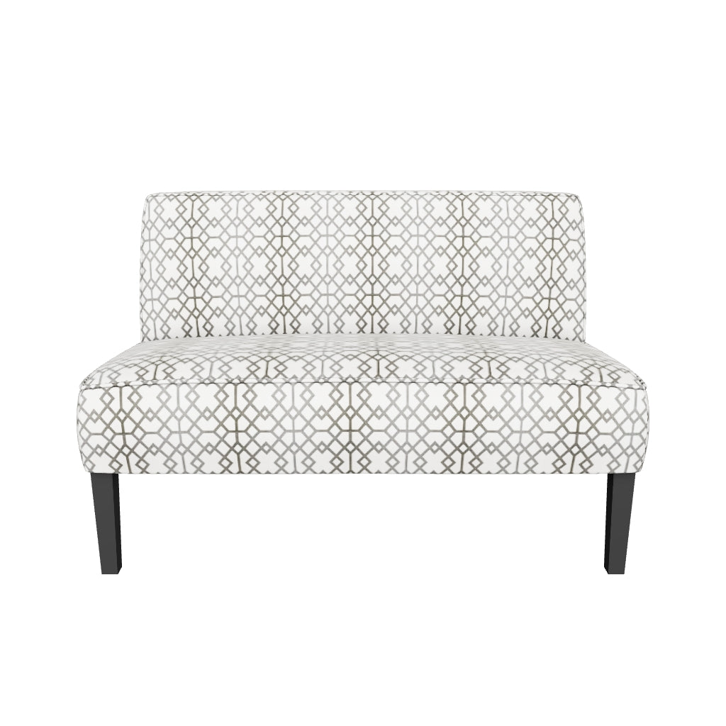 Charlotte Grey Geometric Patterned Fabric Settee – GDFStudio