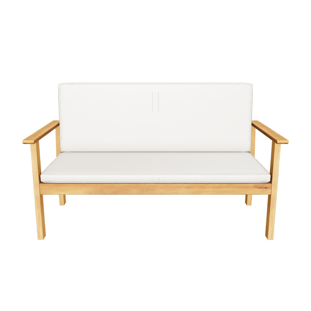 Luna Outdoor Finished Acacia Wood Bench with Water Resistant Fabric Cu ...