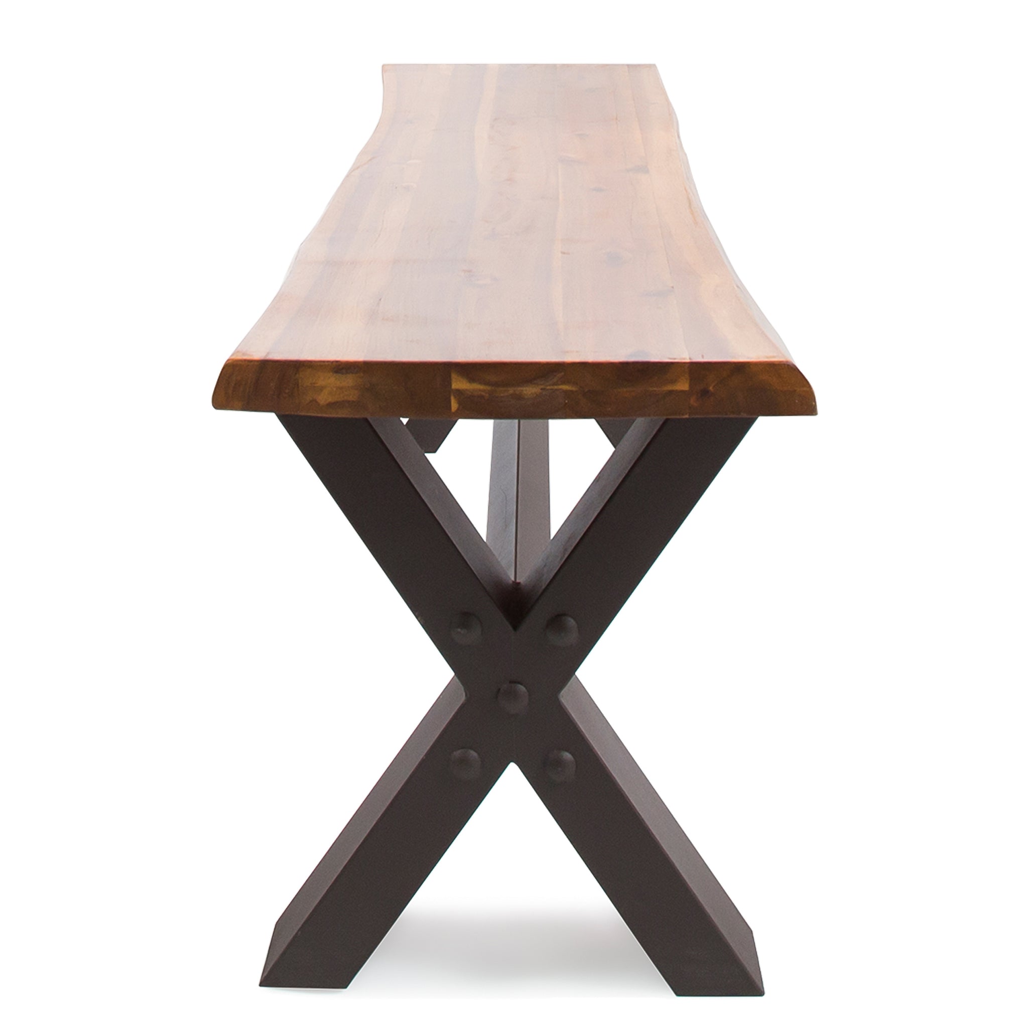 Sanil Outdoor Acacia Wood and Iron Dining Bench – GDFStudio