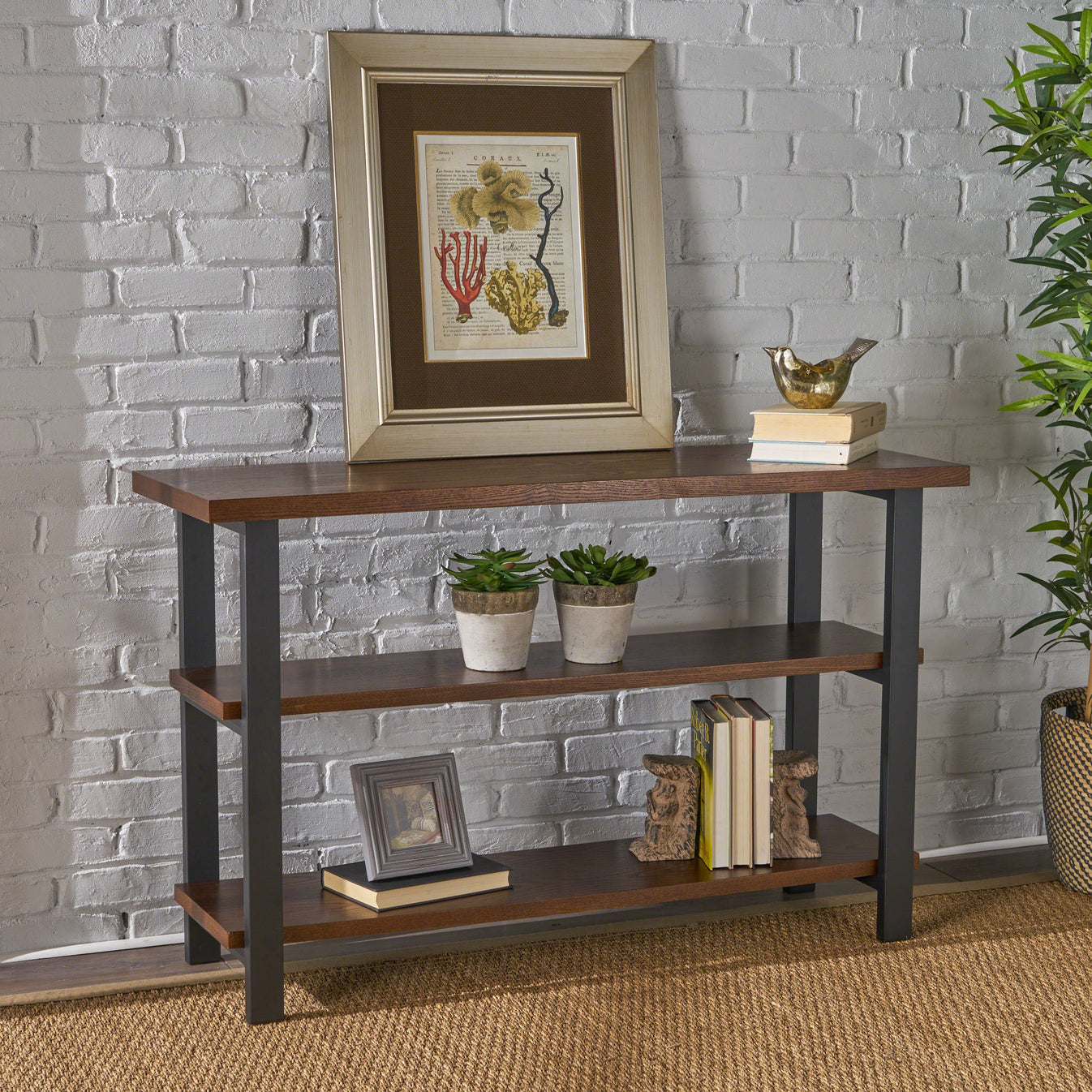Ferdinand Modern Industrial 2 Shelf Console Table – GDFStudio