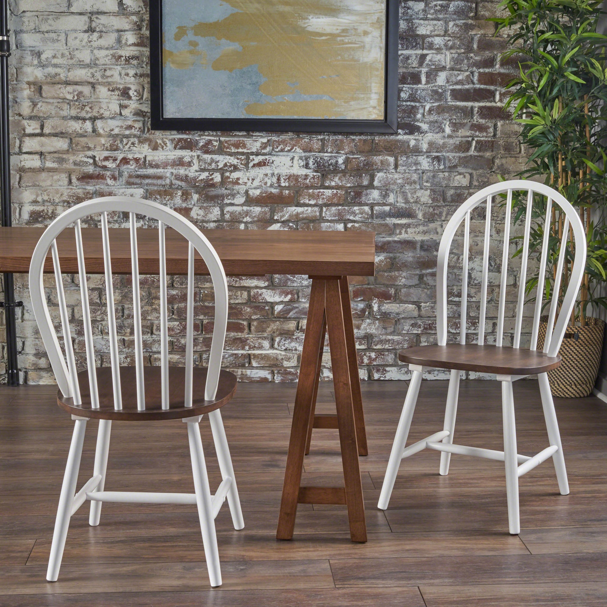 Crosby Farmhouse Cottage High Back Spindled Rubberwood Dining Chairs ...
