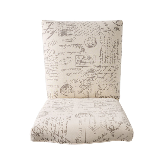 Crown Back French Script Beige Fabric Dining Chairs (Set of 2) – GDFStudio