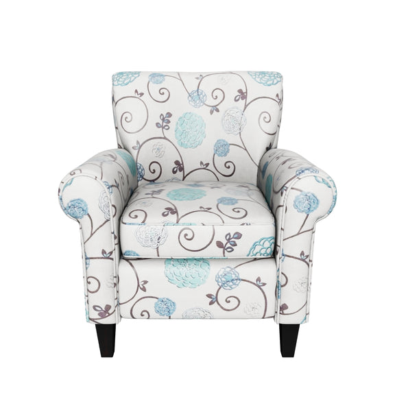 Roseville Scrolled Back Floral Print Fabric Club Chair – GDFStudio