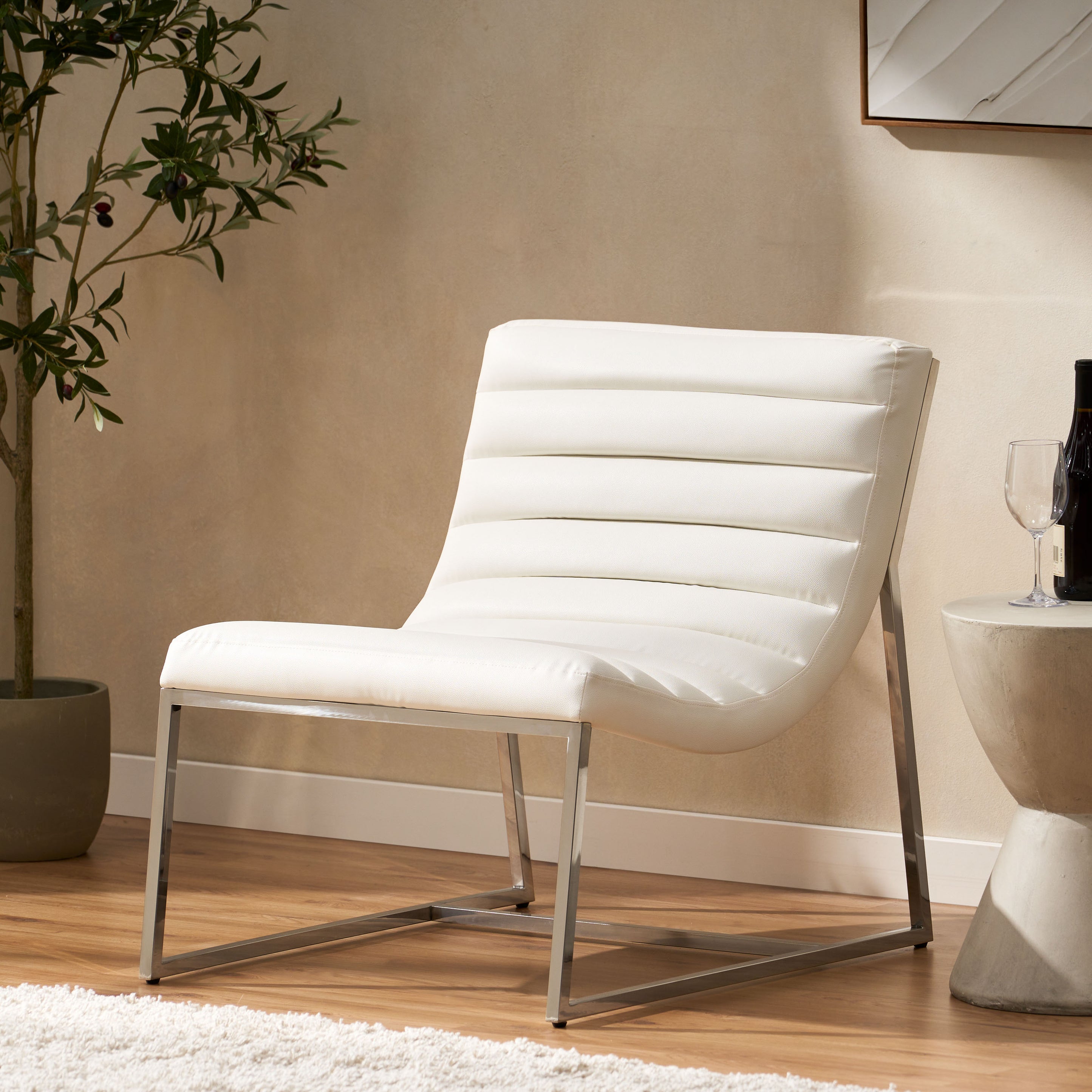Kingsbury White Leather Lounge Accent Chair – GDFStudio
