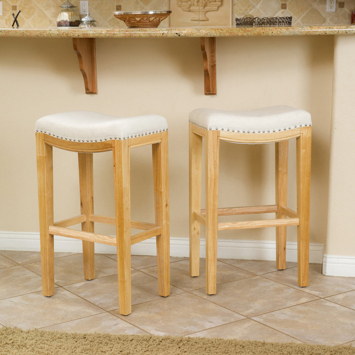 Jaeden Beige Backless 30-Inch Bar Stools (Set of 2) – GDFStudio