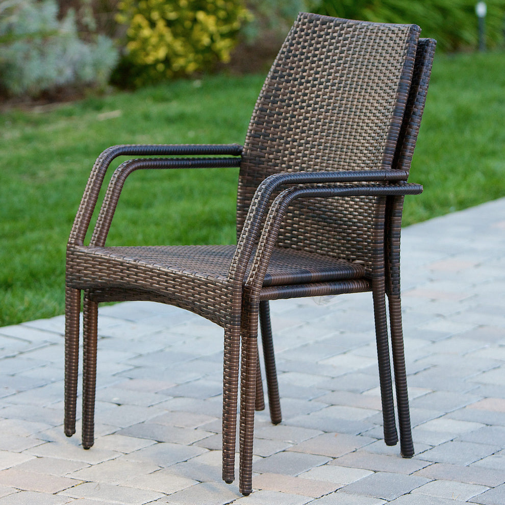 Michael Outdoor Stacking Multi-Brown Wicker Chairs (Set of 2) – GDFStudio