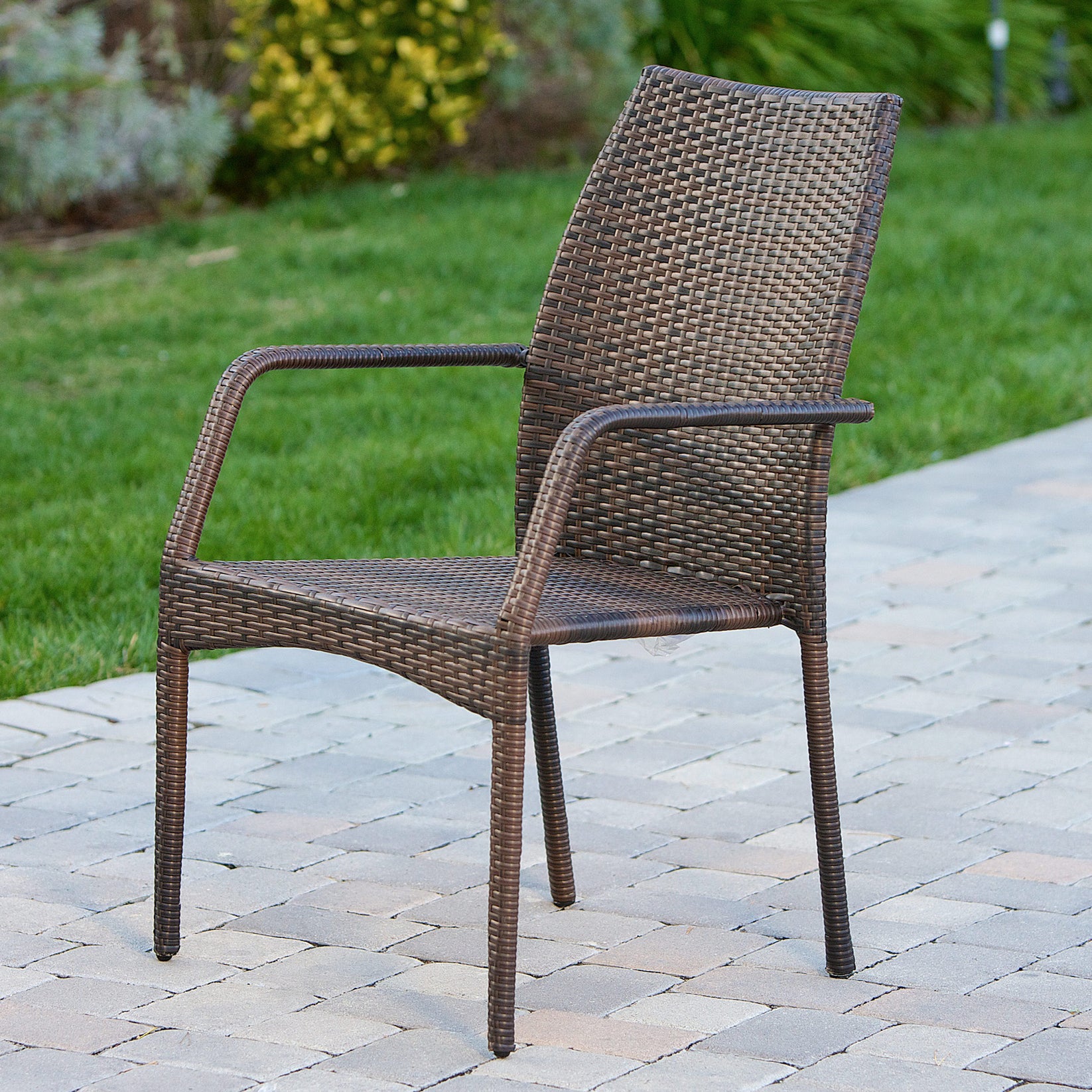 Michael Outdoor Stacking Multi-Brown Wicker Chairs (Set of 2) – GDFStudio