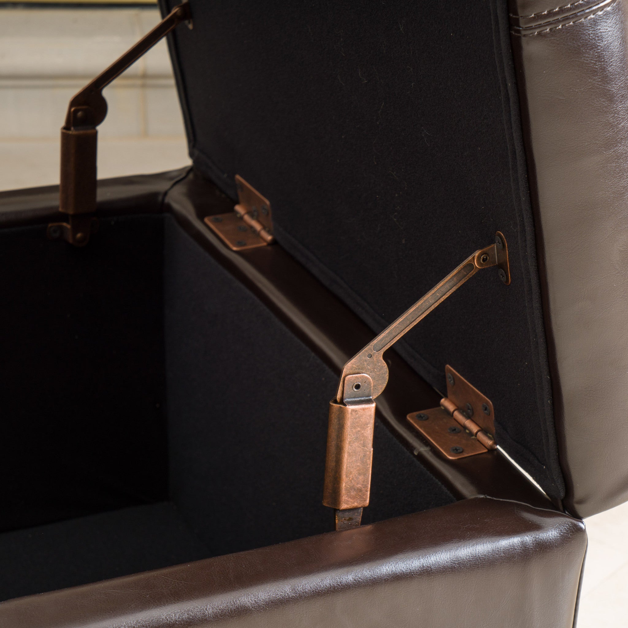 Alpine Leather Storage Ottoman Coffee Table – GDFStudio
