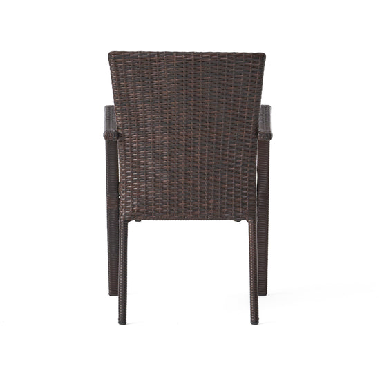 Melba Outdoor Brown Wicker Dining Chair with Beige Cushion (Set of 2 ...