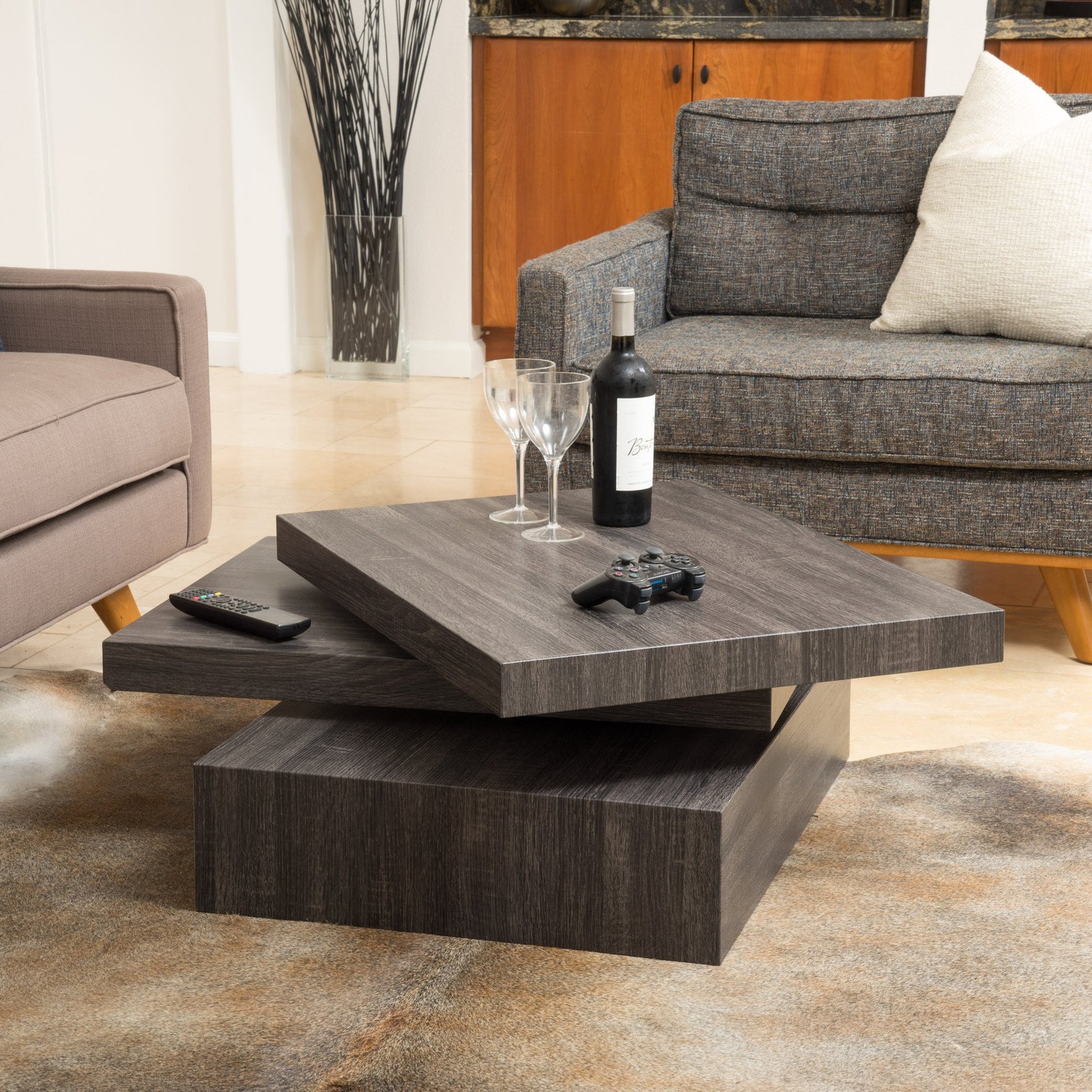 Haring Square Rotating Wood Coffee Table – GDFStudio