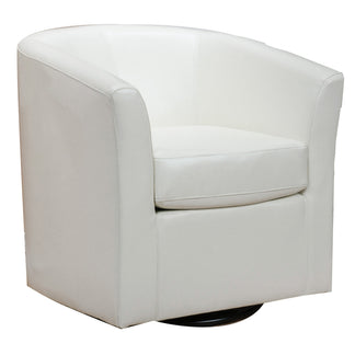 Corley Modern Upholstered Faux Leather Swivel Barrel Club Chair – GDFStudio