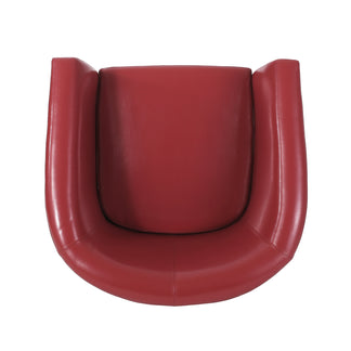 Corley Modern Upholstered Faux Leather Swivel Barrel Club Chair – GDFStudio