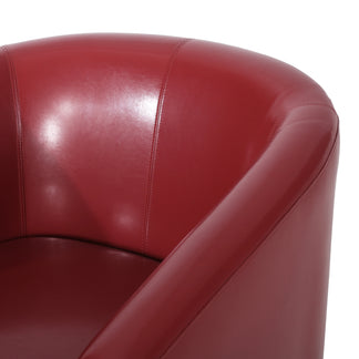 Corley Modern Upholstered Faux Leather Swivel Barrel Club Chair – GDFStudio