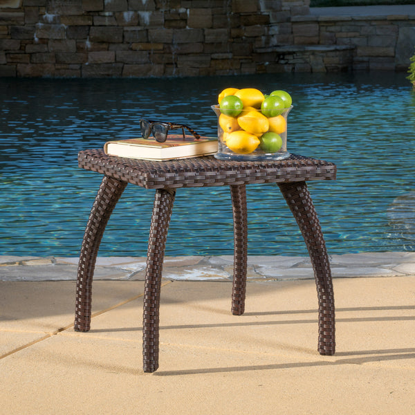 Woodridge Outdoor Brown Wicker Side Table – GDFStudio