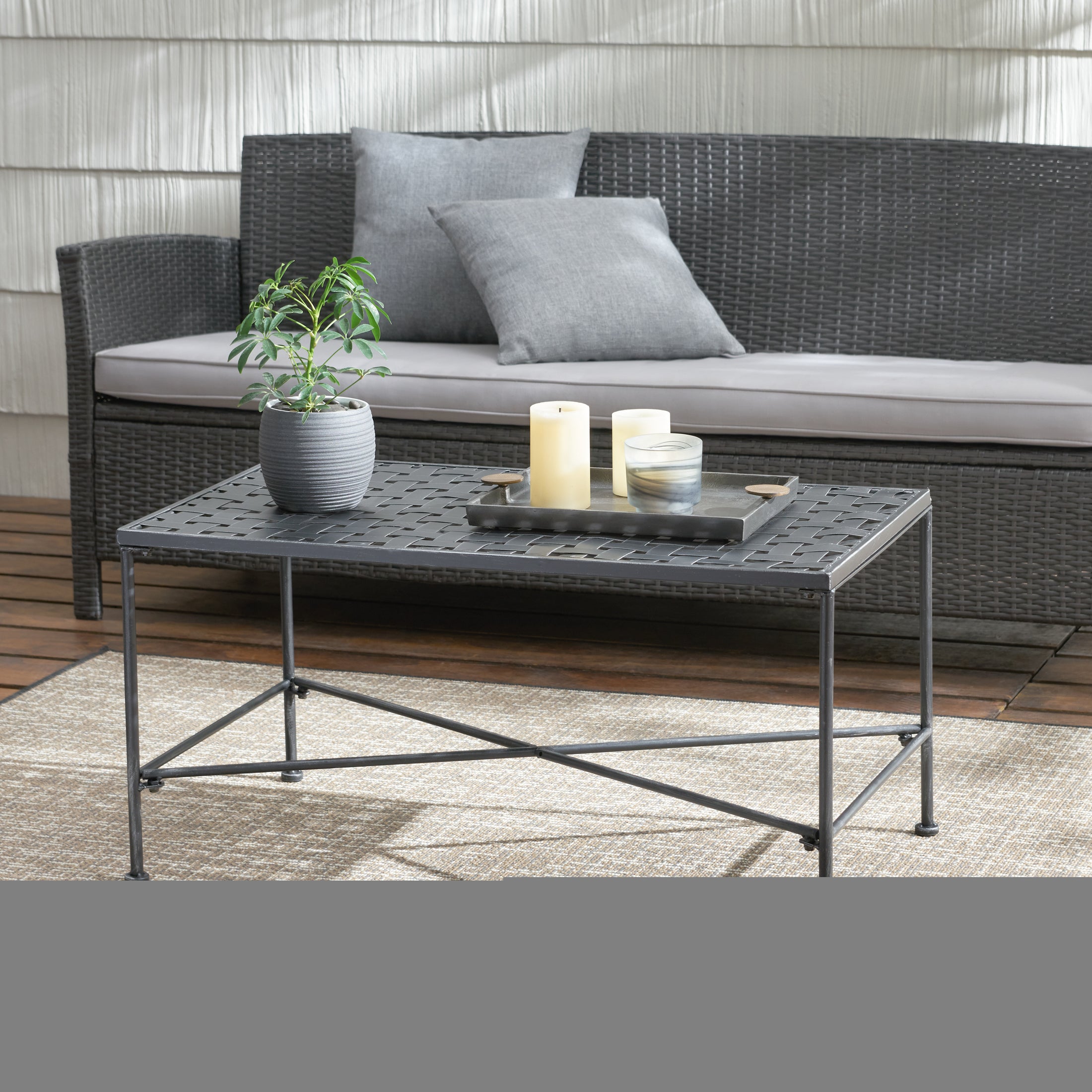 Kent Outdoor Black Iron Coffee Table – GDFStudio