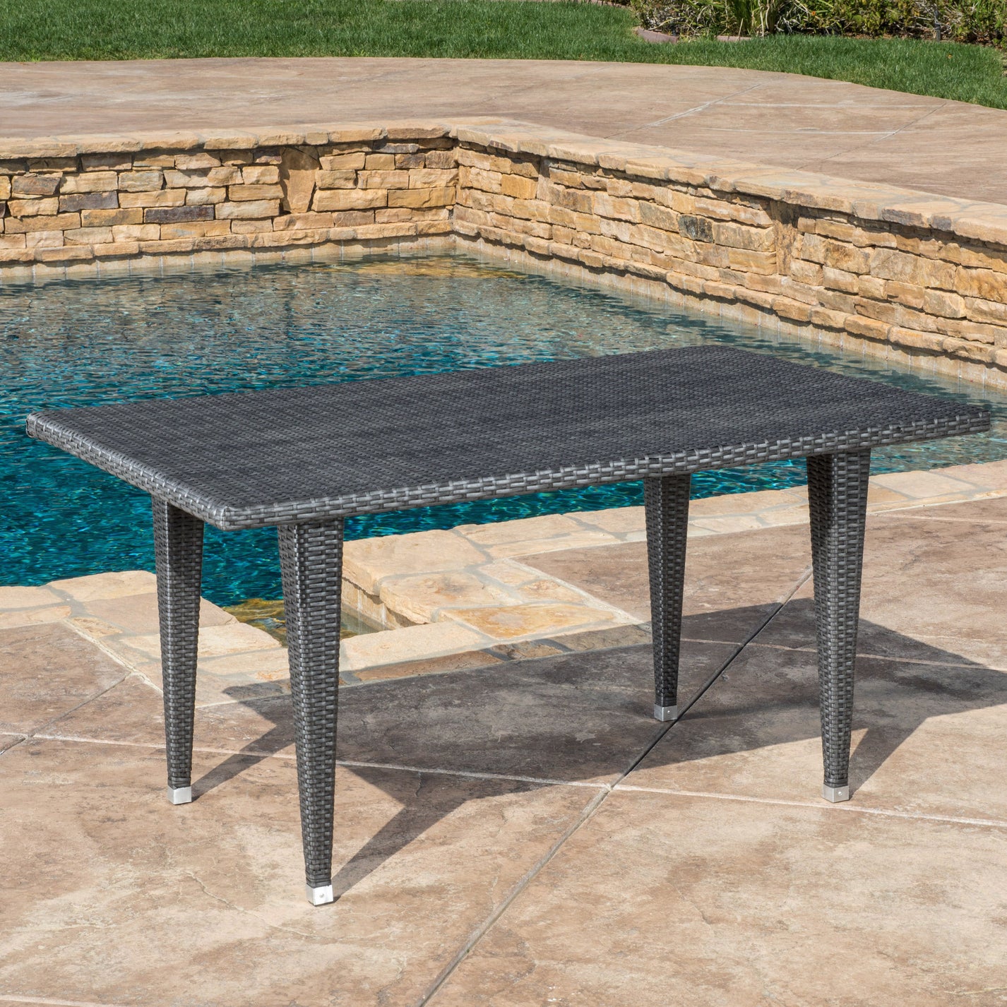 Aina Grey Wicker Outdoor Patio Table – GDFStudio